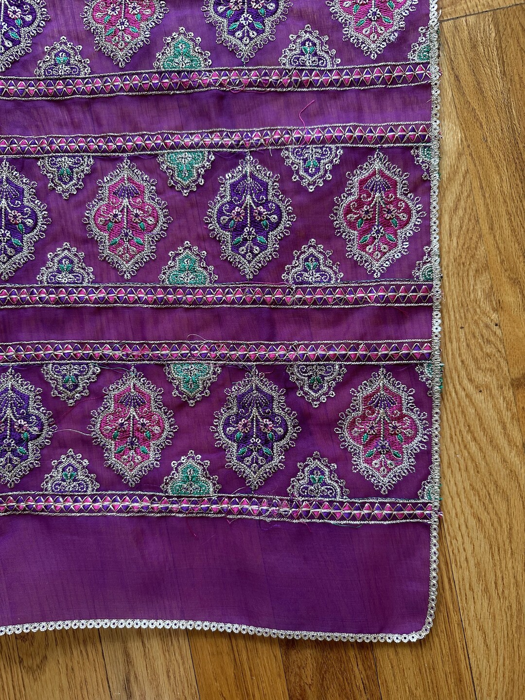 CLEARANCE Boho Sequins, Intricate Embroidery on Purple, Organza ...