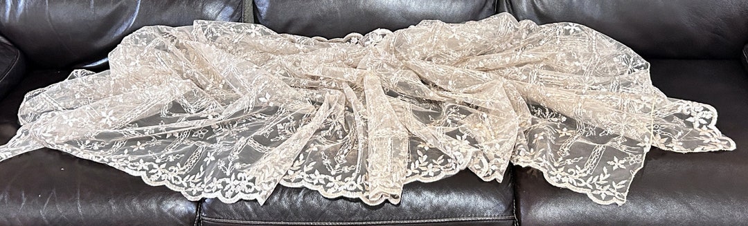 Soft Gold Net Embroidered Wide Width Fabric: Use for Reversible Scarf ...