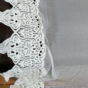 Beautiful 8.5x8.25 Feet, White Chiffon With 3D Butterfly Lace and Lace ...