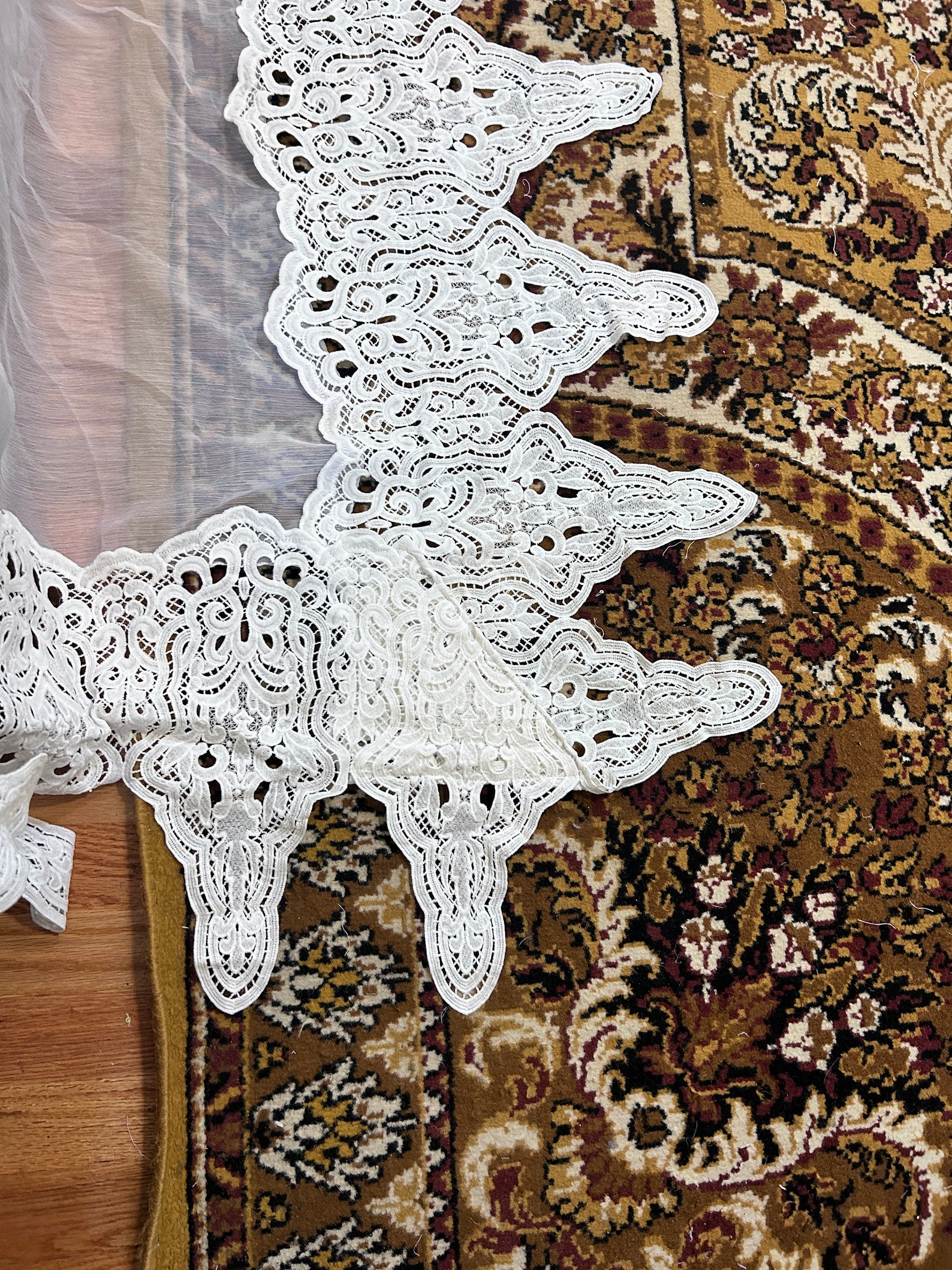 Beautiful 8.5x8.25 Feet, White Chiffon With 3D Butterfly Lace and Lace ...