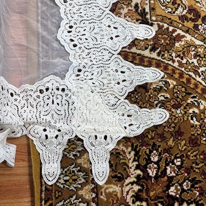 Beautiful 8.5x8.25 Feet, White Chiffon With 3D Butterfly Lace and Lace ...