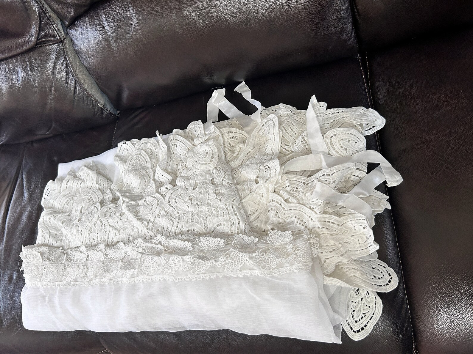 Beautiful 8.5x8.25 Feet, White Chiffon With 3D Butterfly Lace and Lace ...