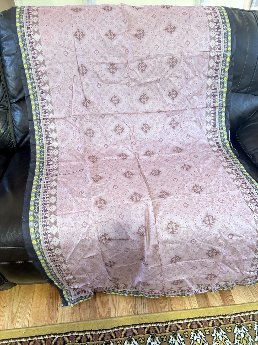 Pink Print Cotton Fabric Cut Piece: Use for Making Blouse, Gown, Wrap ...