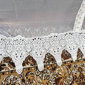 Beautiful 8.5x8.25 Feet, White Chiffon With 3D Butterfly Lace and Lace ...