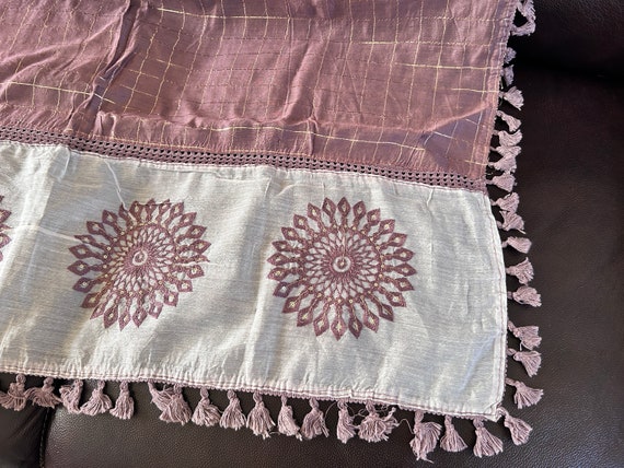 Vintage, Boho, Muted Red with Woven Gold Plaid, Cotto… - Gem