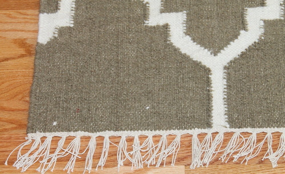 CLEARANCE Vintage Dhurrie Rug Gray Grey 4x6 ft Lattice | Etsy