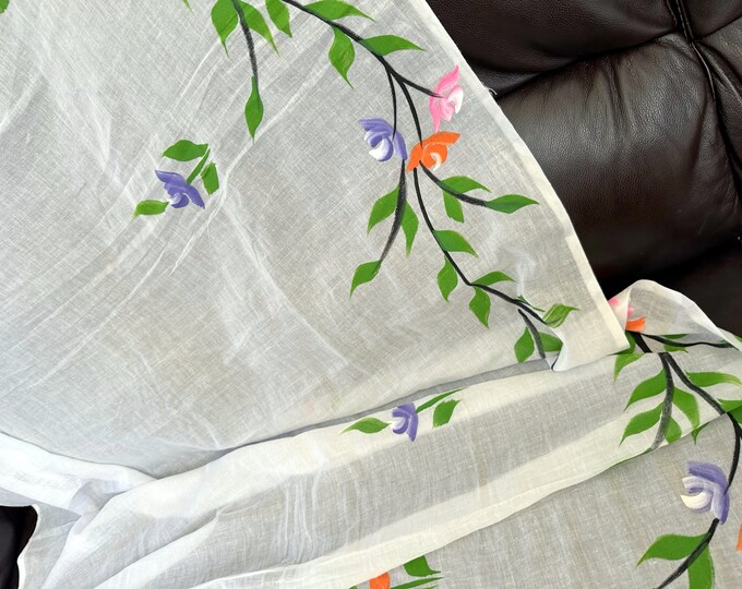 100% Soft Muslin Cotton With Hand Painted Floral Vine - Use for Chuppah ...