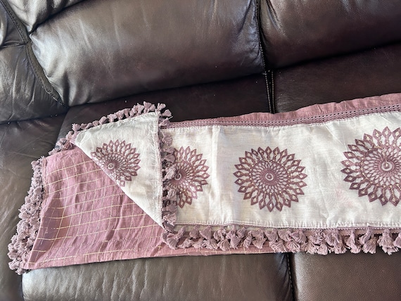 Vintage, Boho, Muted Red with Woven Gold Plaid, Cotto… - Gem