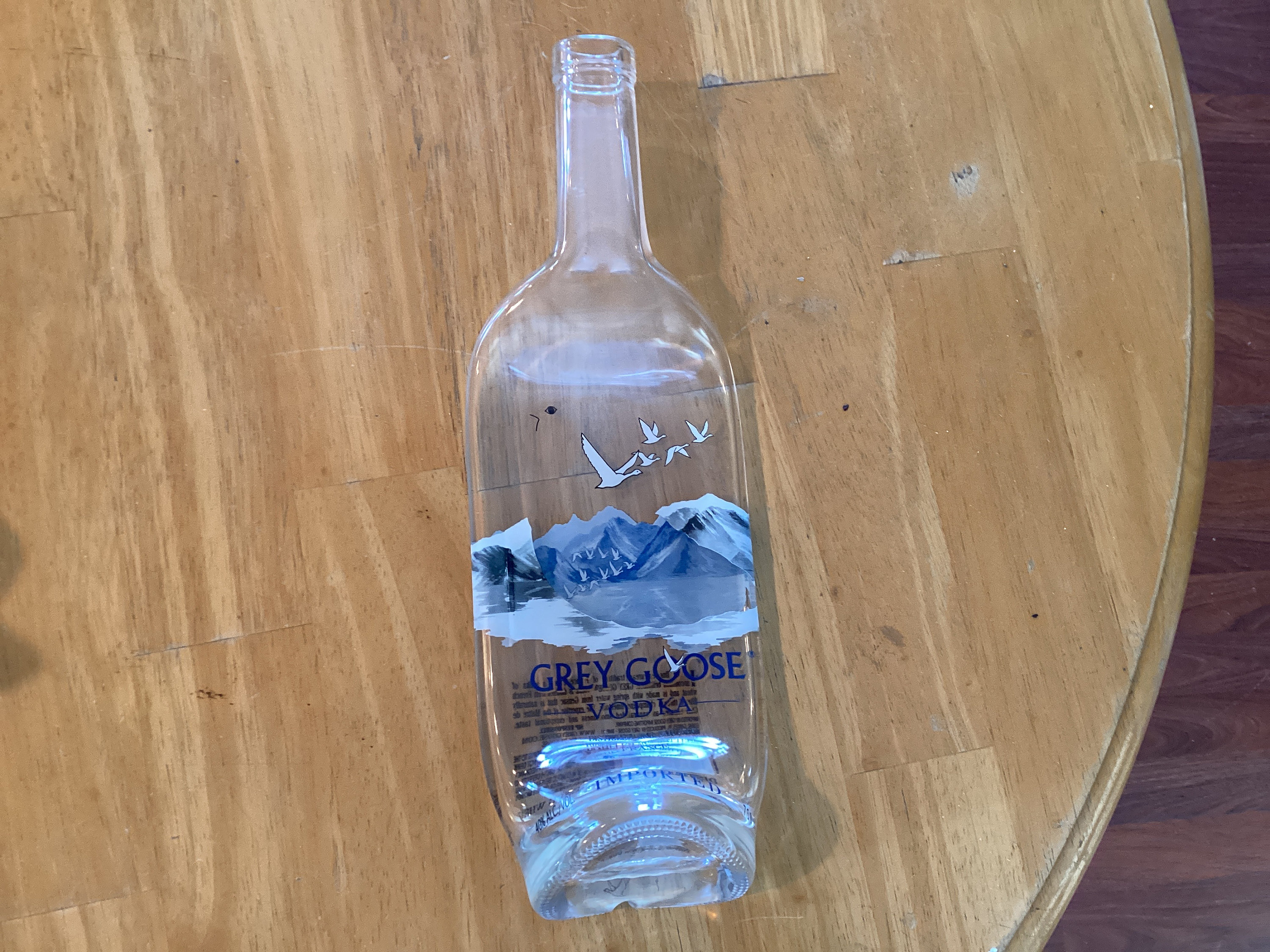 Beautiful Grey Goose Flattened Bottle! Unique Gift. Cheese and Crackers ...