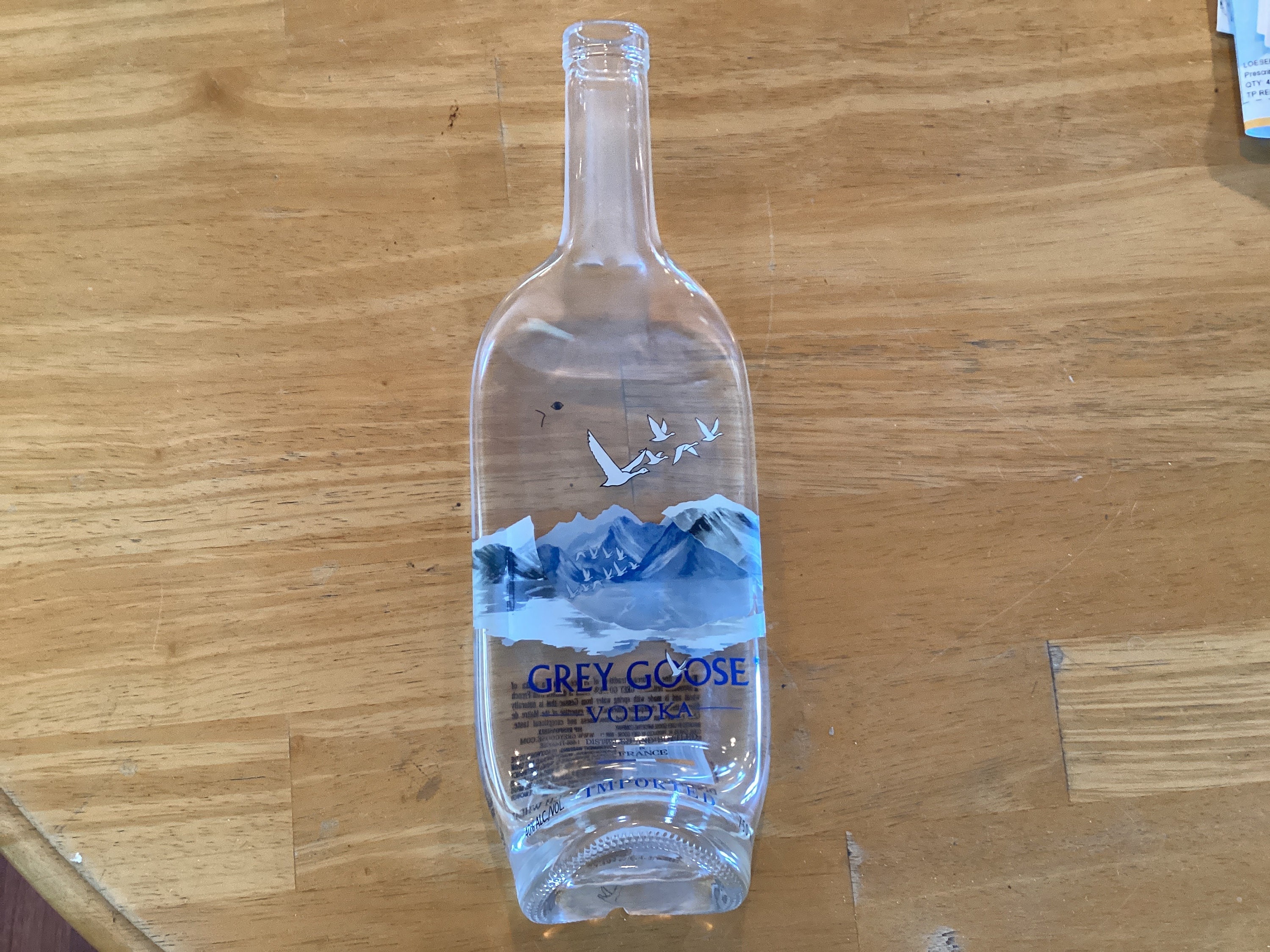 Beautiful Grey Goose Flattened Bottle! Unique Gift. Cheese and Crackers ...