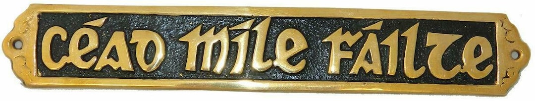Brass Wall Plaque Cead Mile Failte Black Small (18cm X 3cm) (SWP05MSB ...