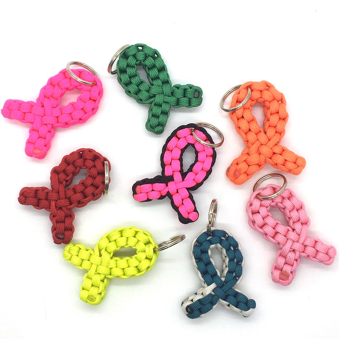 Awareness Ribbons Keychains, Handmade Paracord Cancer Awareness Ribbon ...