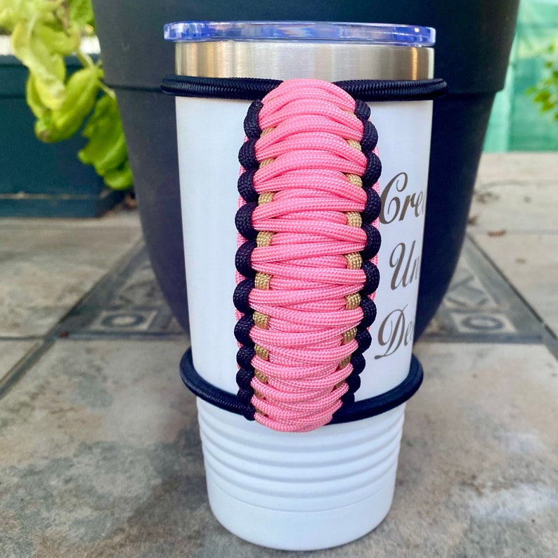 Rose Pink Gold Black Paracord Tumbler Handle Epoxy Coated - Etsy