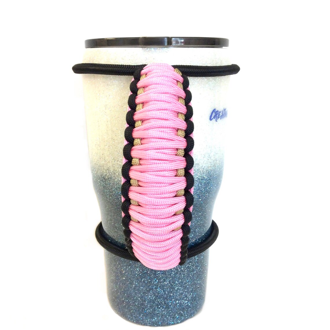 Rose Pink Gold Black Paracord Tumbler Handle Epoxy Coated - Etsy