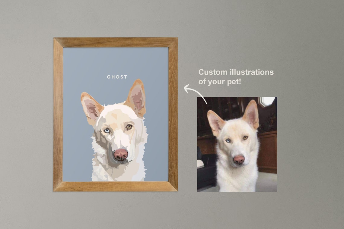 Custom Digital Pet Portrait | Personalized Pet Illustration | Unique ...