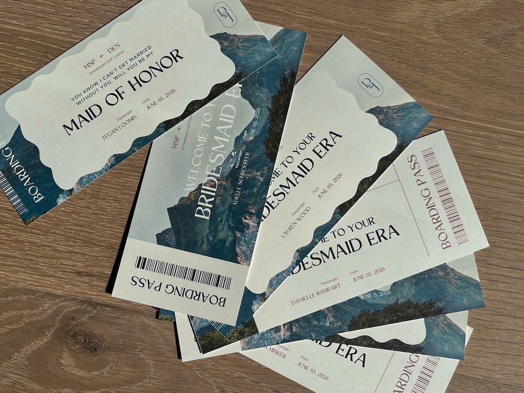 Destination Wedding Bridesmaid Proposal Ticket: Editable Canva Template ...