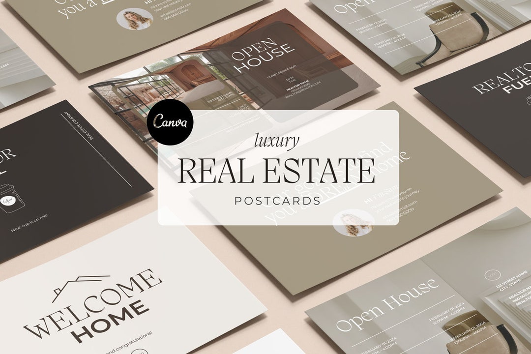 CANVA Real Estate Post Cards for Realtor Marketing Card Template Luxury ...