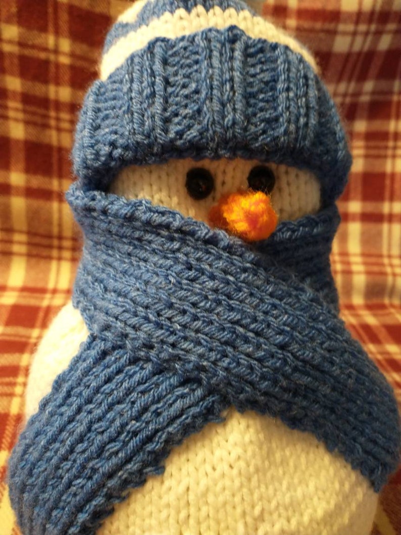 Royal Blue White Snowman Hat Beanie Toboggan Scarf - Etsy
