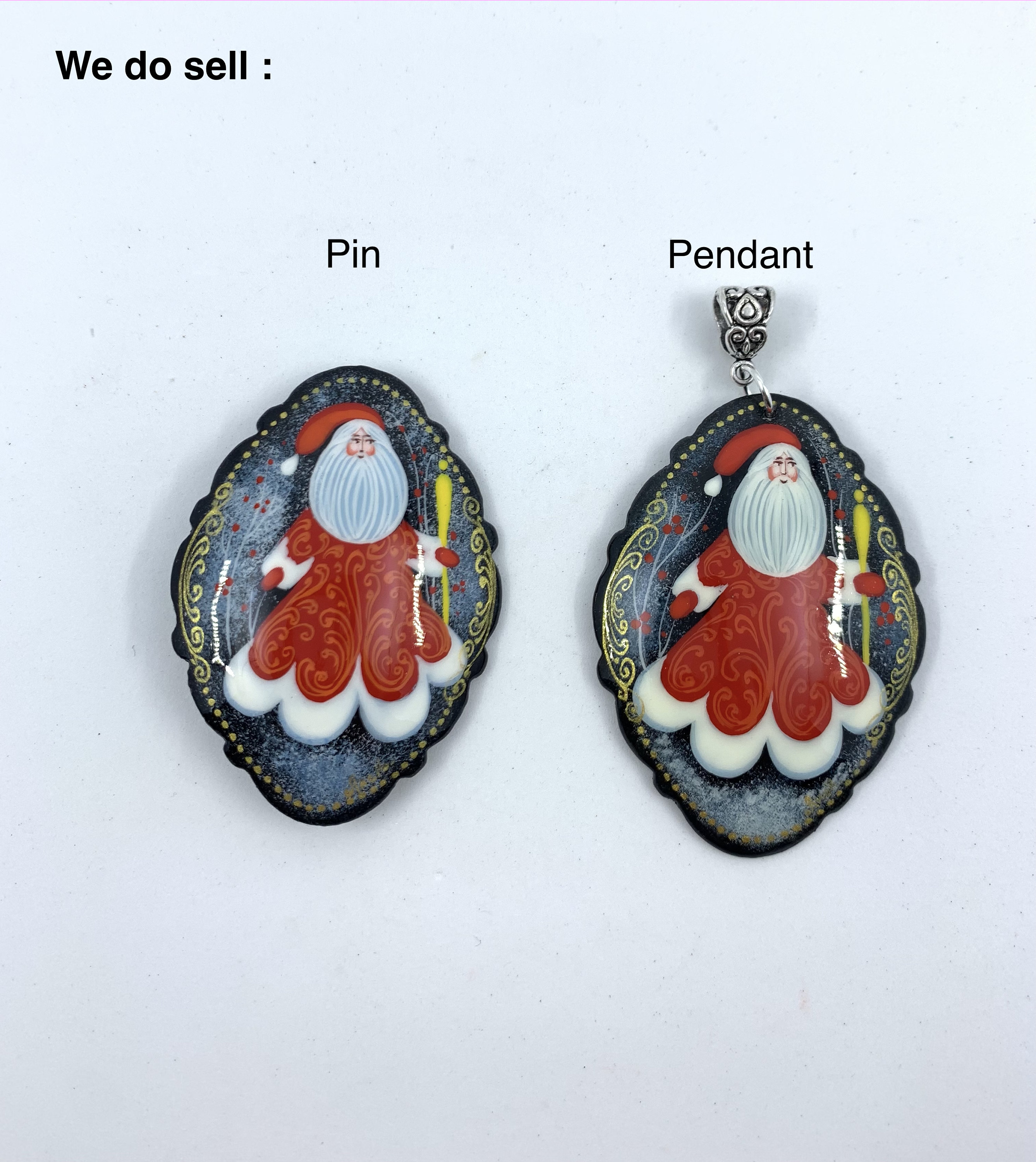 Hand Painted Santa Pendant, Lacquer Art, Miniature Christmas Gift - Etsy