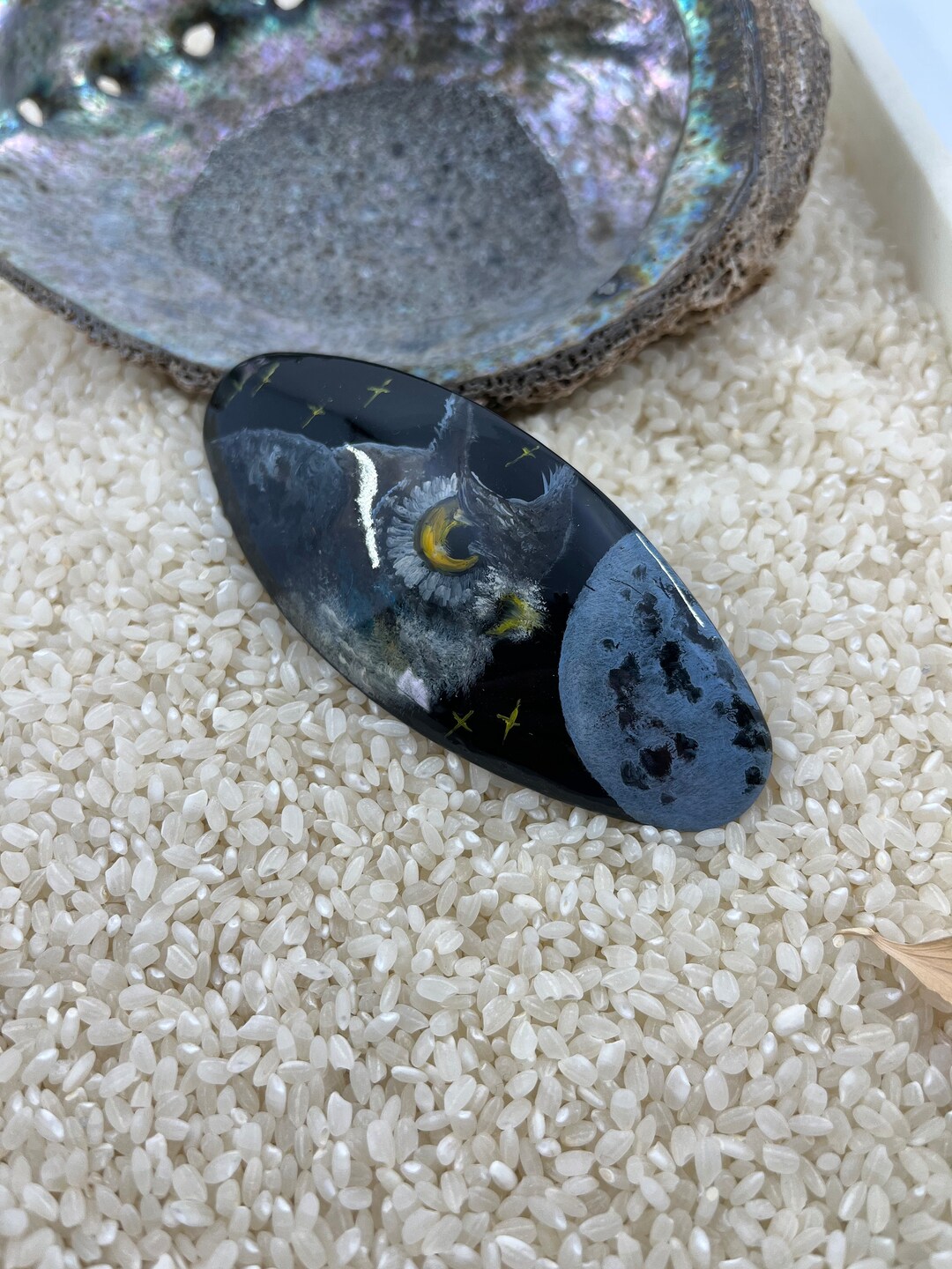 Owls, Hair Barrette, Hand Painted Hair Clip, Lacquer Art, Zhostovo ...