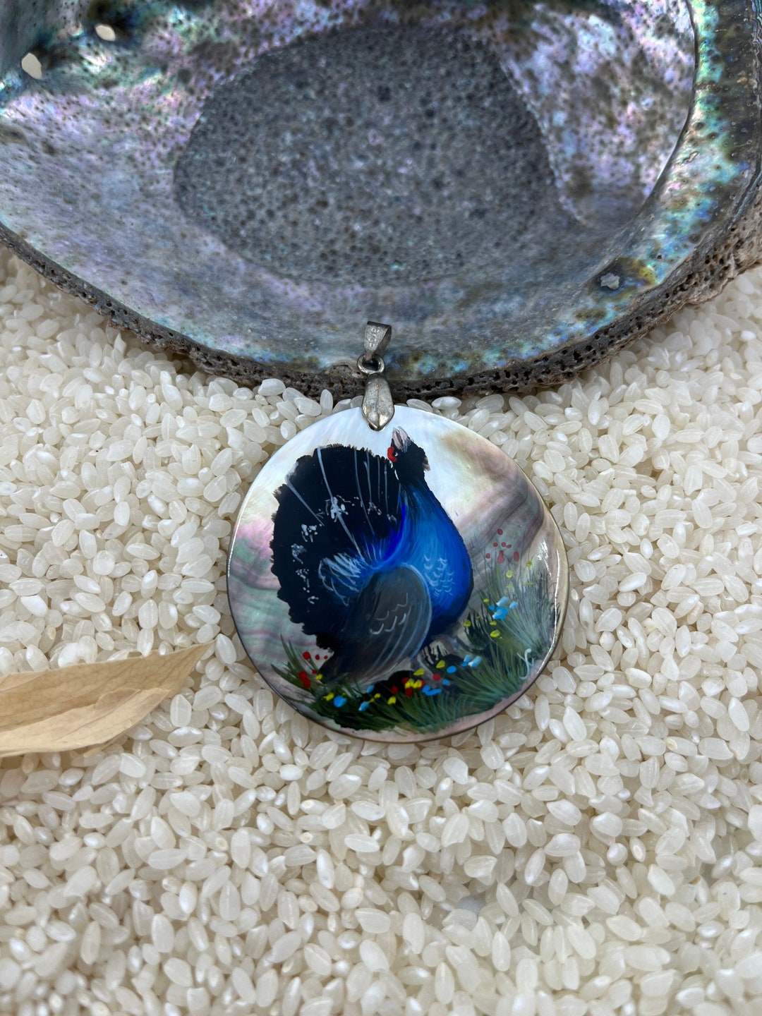 Hand-painted Turkey Pendant: Lacquer Art MOP Jewelry - Etsy