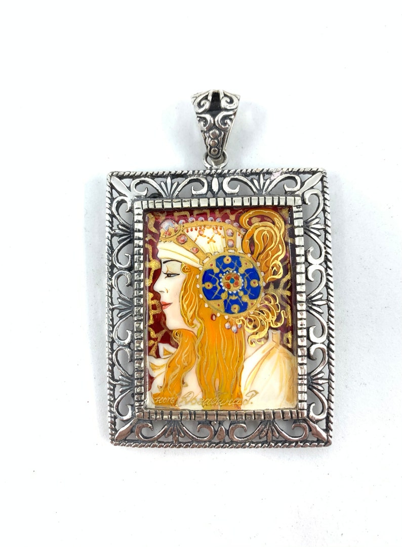 Mucha Jewelry Blonde Hand Painted 925 Sterling Silver - Etsy