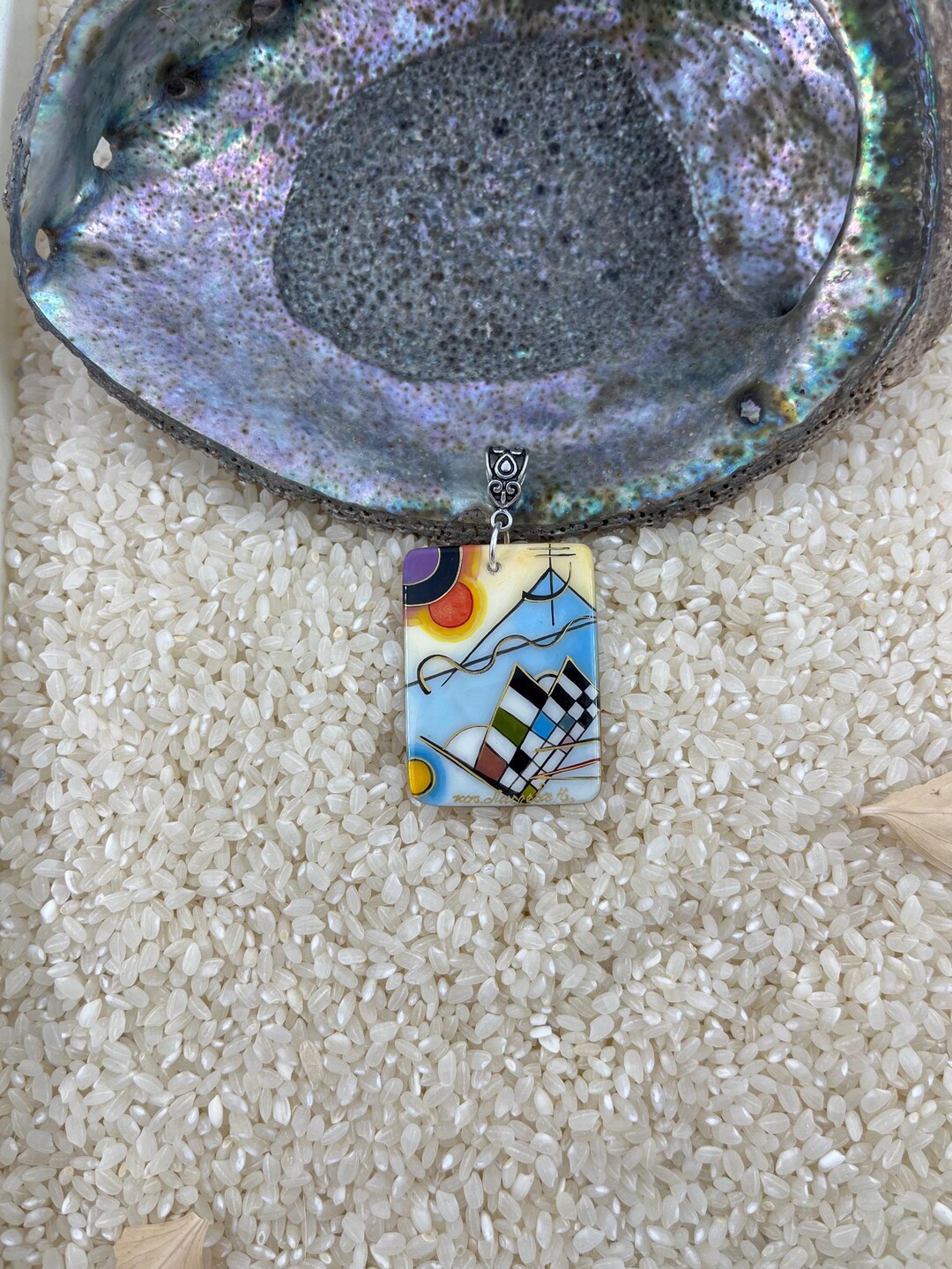 Kandinsky Pendant, Composition 8, Hand Painted, Lacquer Art, Global ...