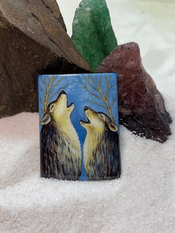 Hand Painted Wolf Bead Animal Bead Russian Lacquer Fine - Etsy