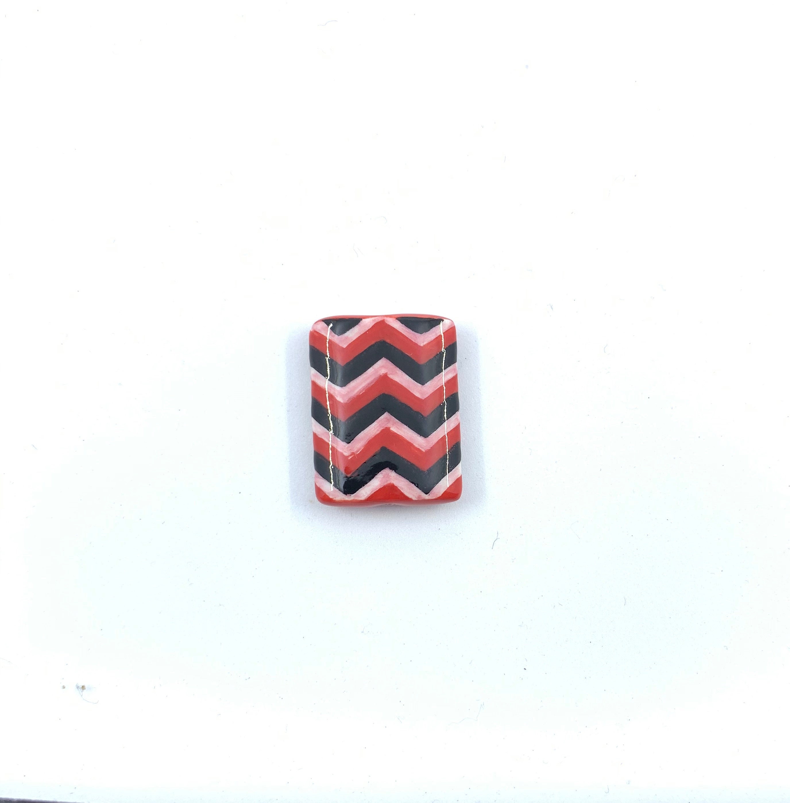 Hand painted chevron beads Porcelain beads focal beads | Etsy