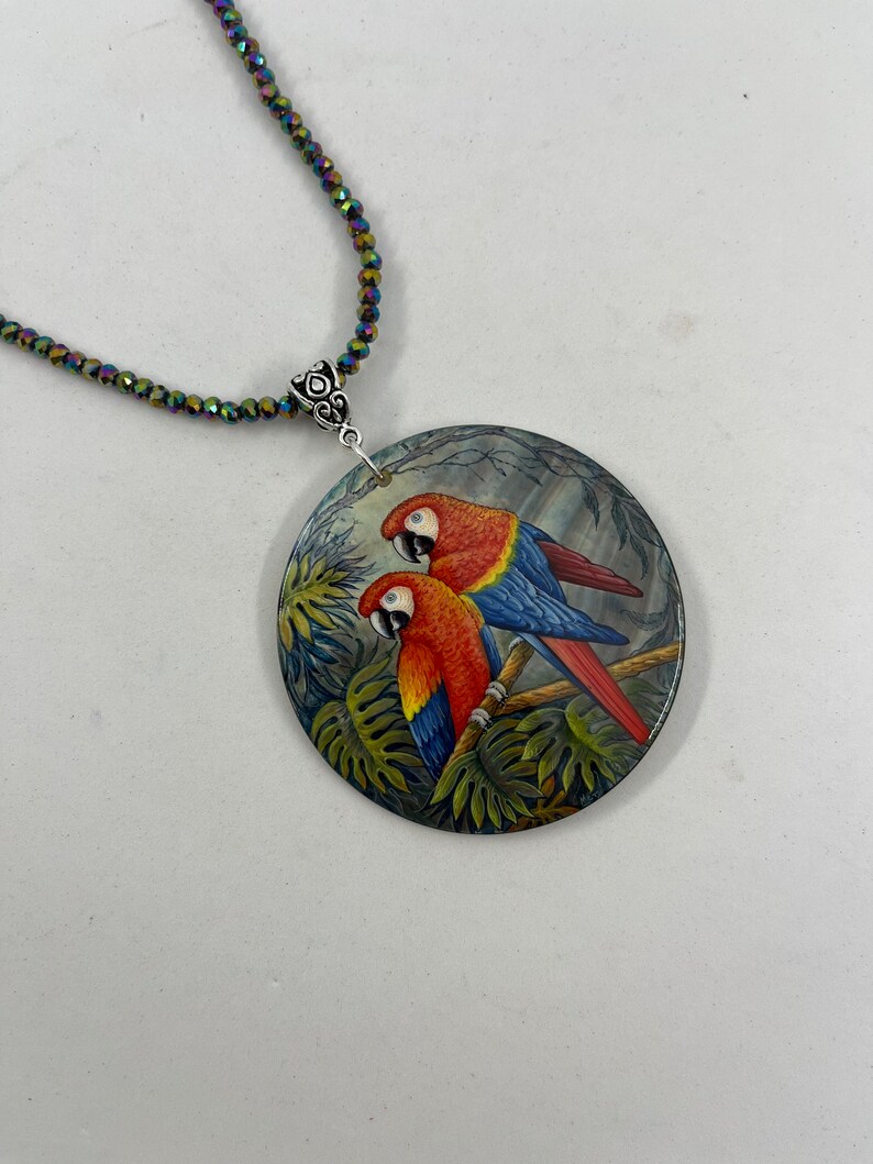 Hand Painted Parrot Pendant Tropical Jewelry Russian - Etsy