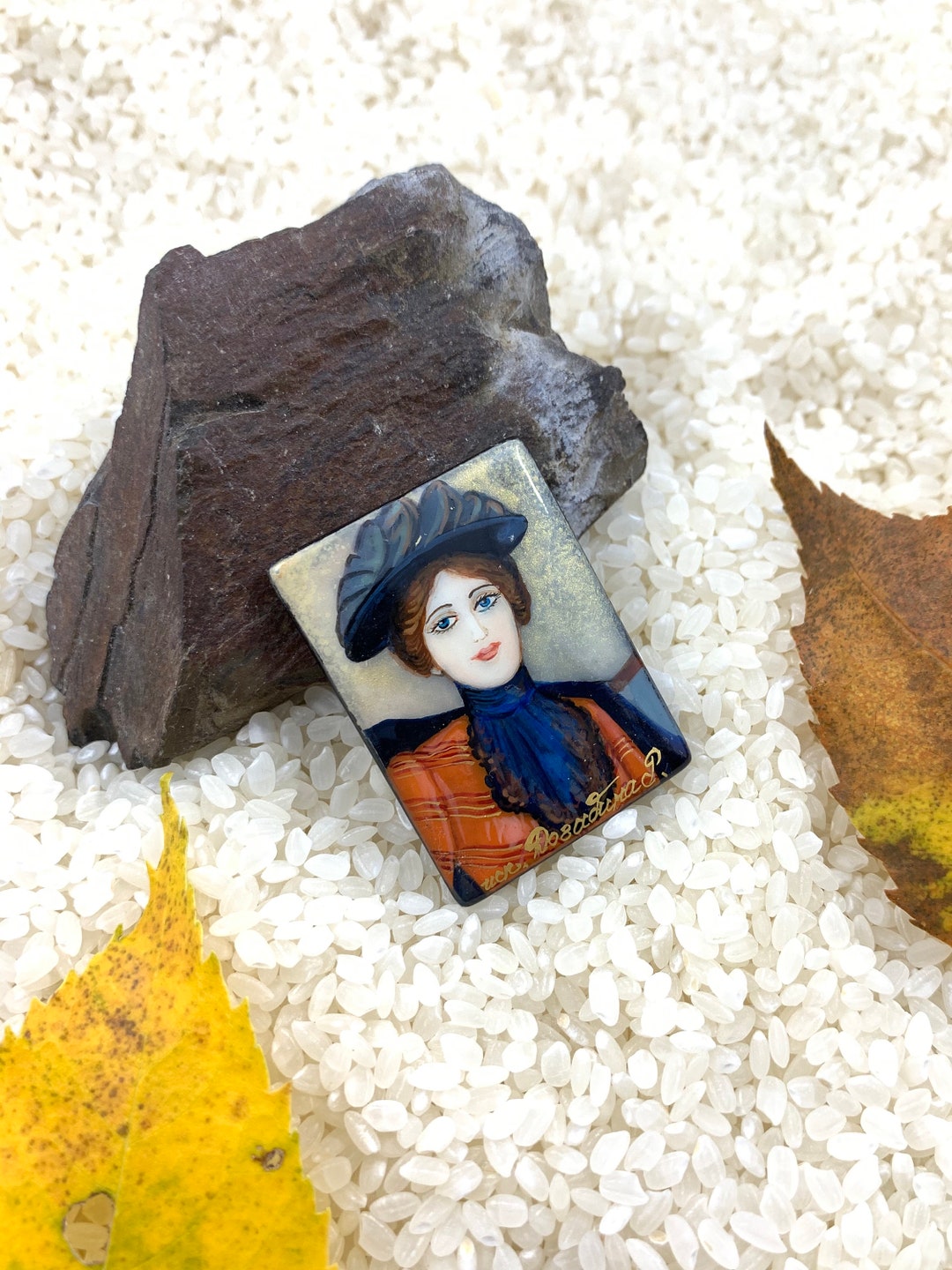 Louis Mayer Bead, Lady in Black, Hand Painted, Lacquer Art, Carrie ...