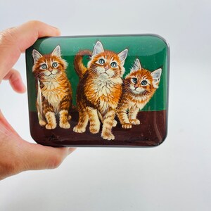 Hand Painted, Orange Tabby Cat Box, Lacquer Art, Paper Mache, Miniature ...