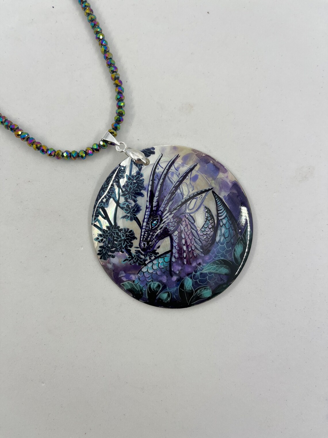 Dragon Pendant Hand Painted Fantasy Art Jewelry Painted - Etsy