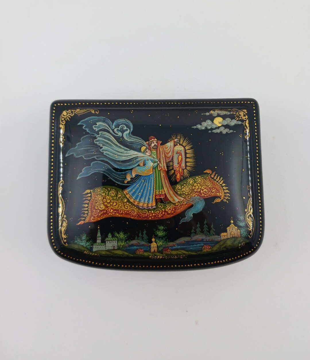 Hand Painted Palekh Lacquer Box: Magic Carpet, Firebird Folk Art - Etsy