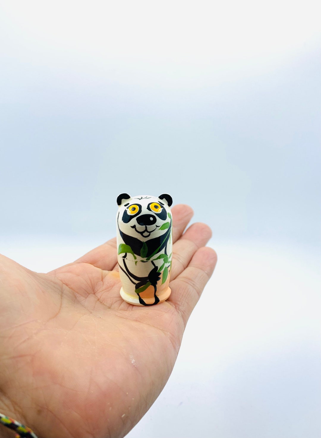 Hand Painted Panda Nesting Doll: 5 Piece Miniature Matryoshka - Etsy