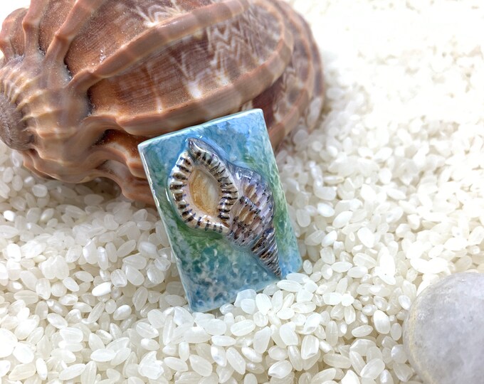 Hand Painted, Shell Bead, Porcelain Bead, Ceramic Focal Bead, Large ...