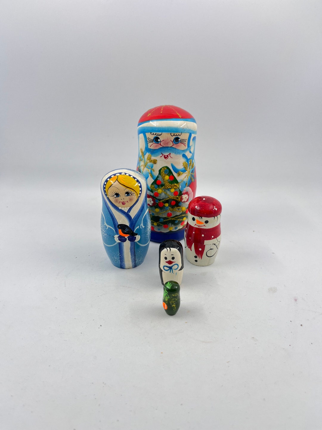 Hand Craft Santa Claus Nesting Doll Matryoshka Doll Wooden - Etsy