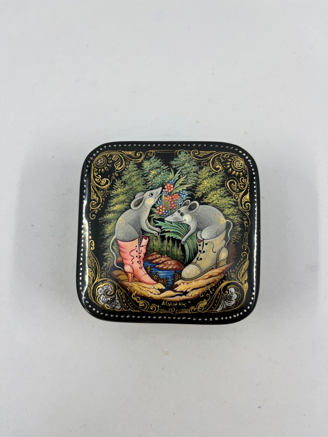 Hand Painted, Fairy Tale Box, Mouse From Wooden House, Lacquer Art ...