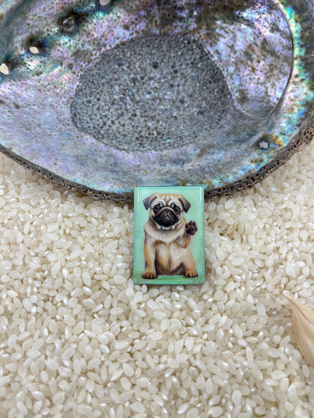 Hand Painted Pug Dog Bead: Lacquer Art Onyx Pet Portrait - Etsy