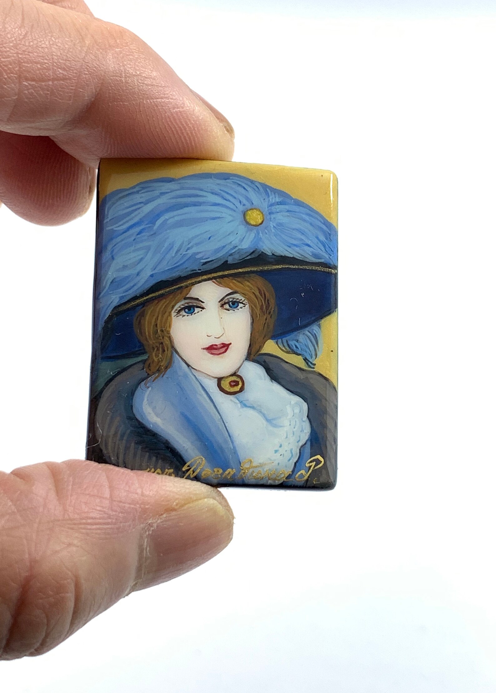 Louis Mayer Bead Lady With Hat Hand Painted Russian - Etsy