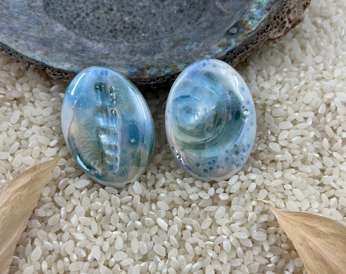 Hand Painted, Shell Bead, Porcelain Bead, Ceramic Focal Bead, Large ...