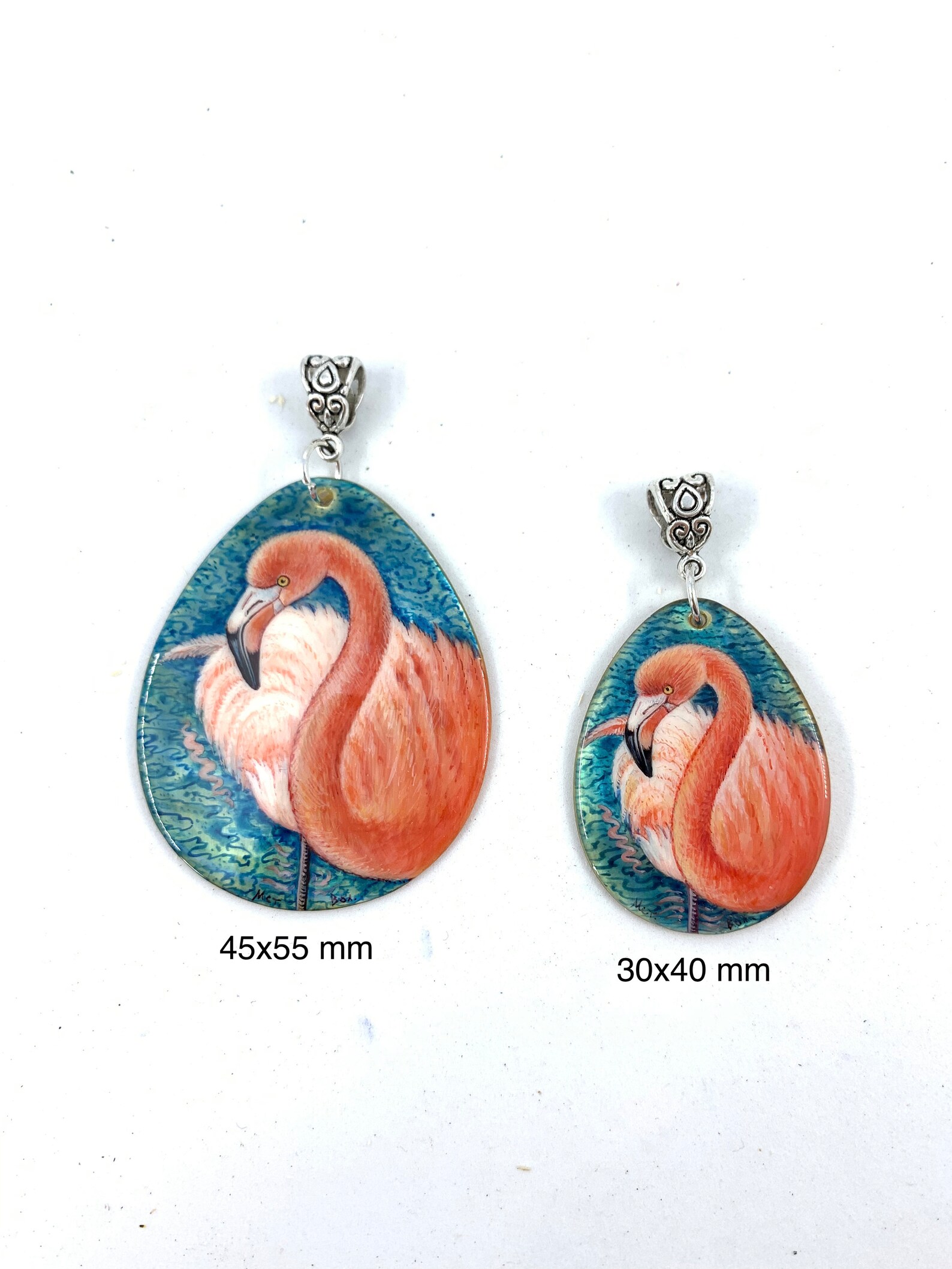 Hand Painted Flamingo Pendant Painted Shell Russian Lacquer - Etsy