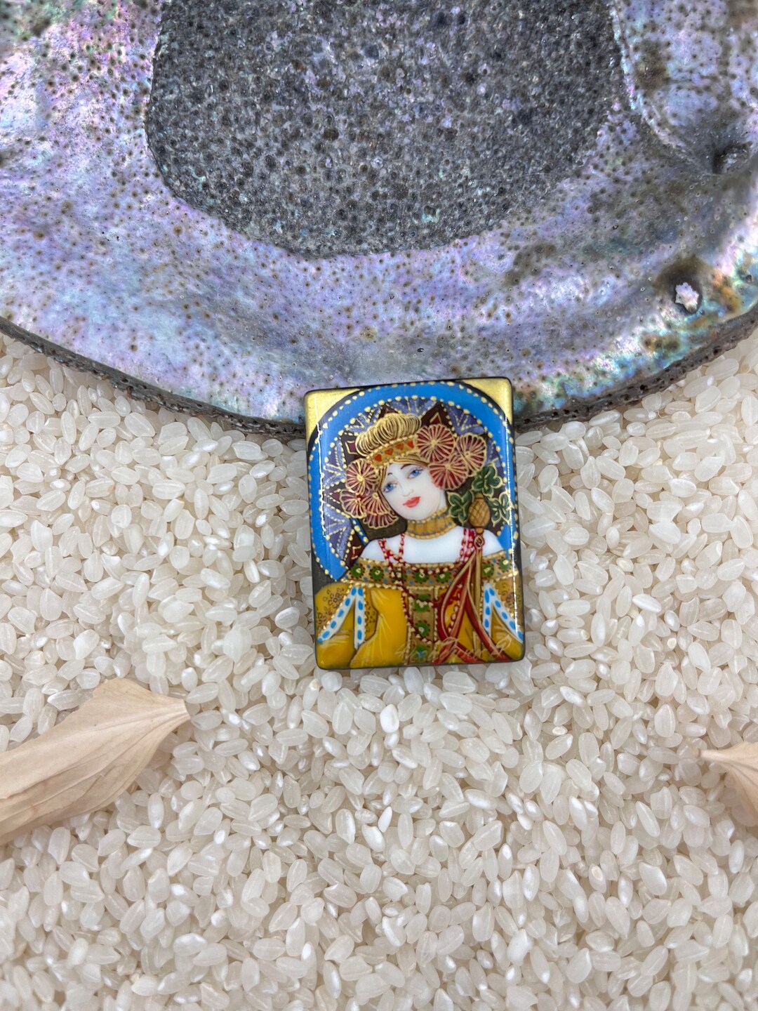 Mucha Bead, Hand Painted, Lacquer Art, Painted Onyx, Global Curiosity ...