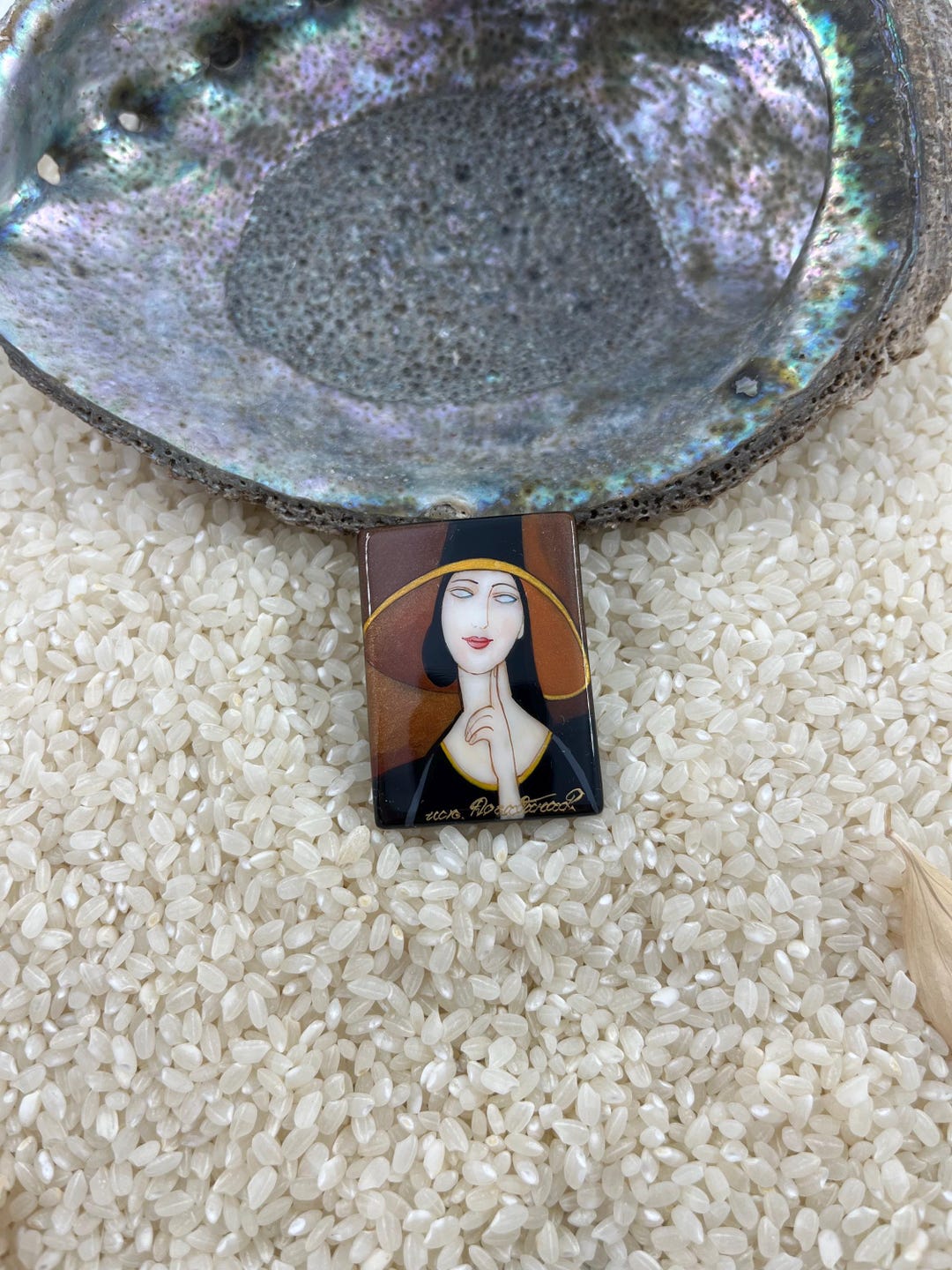 Modigliani Bead: Hand-painted Jeanne Hebuterne Portrait, Lacquer Art - Etsy