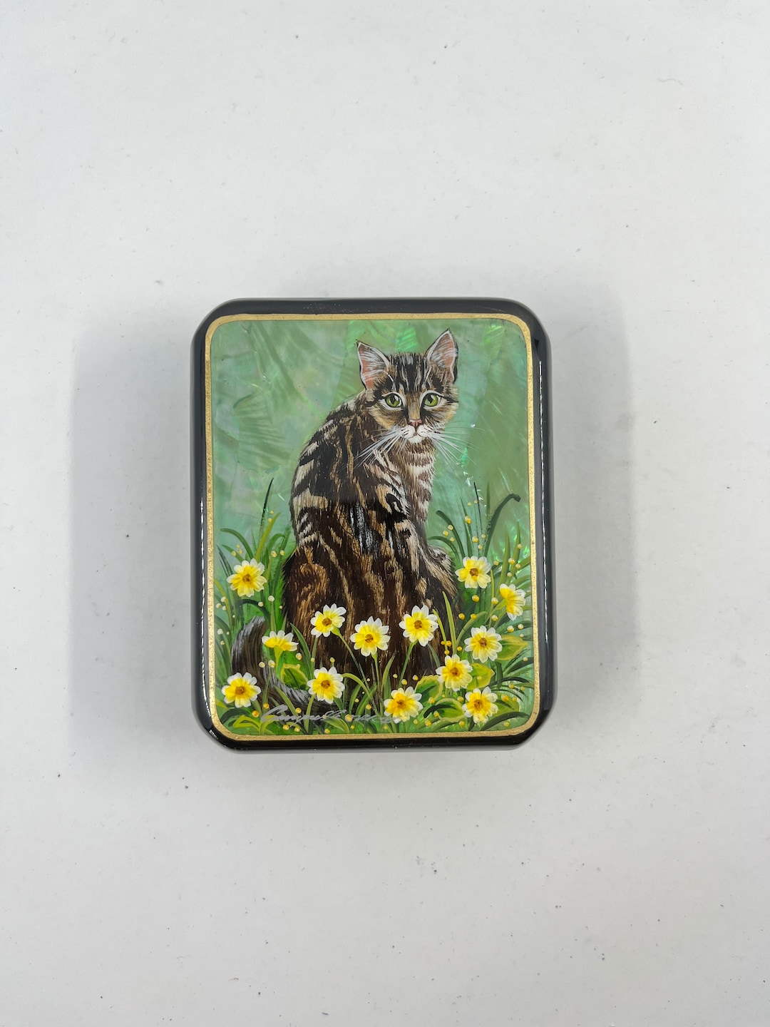 Hand Painted Bengal Cat Box: Lacquer Art, Mother of Pearl Inlay - Etsy