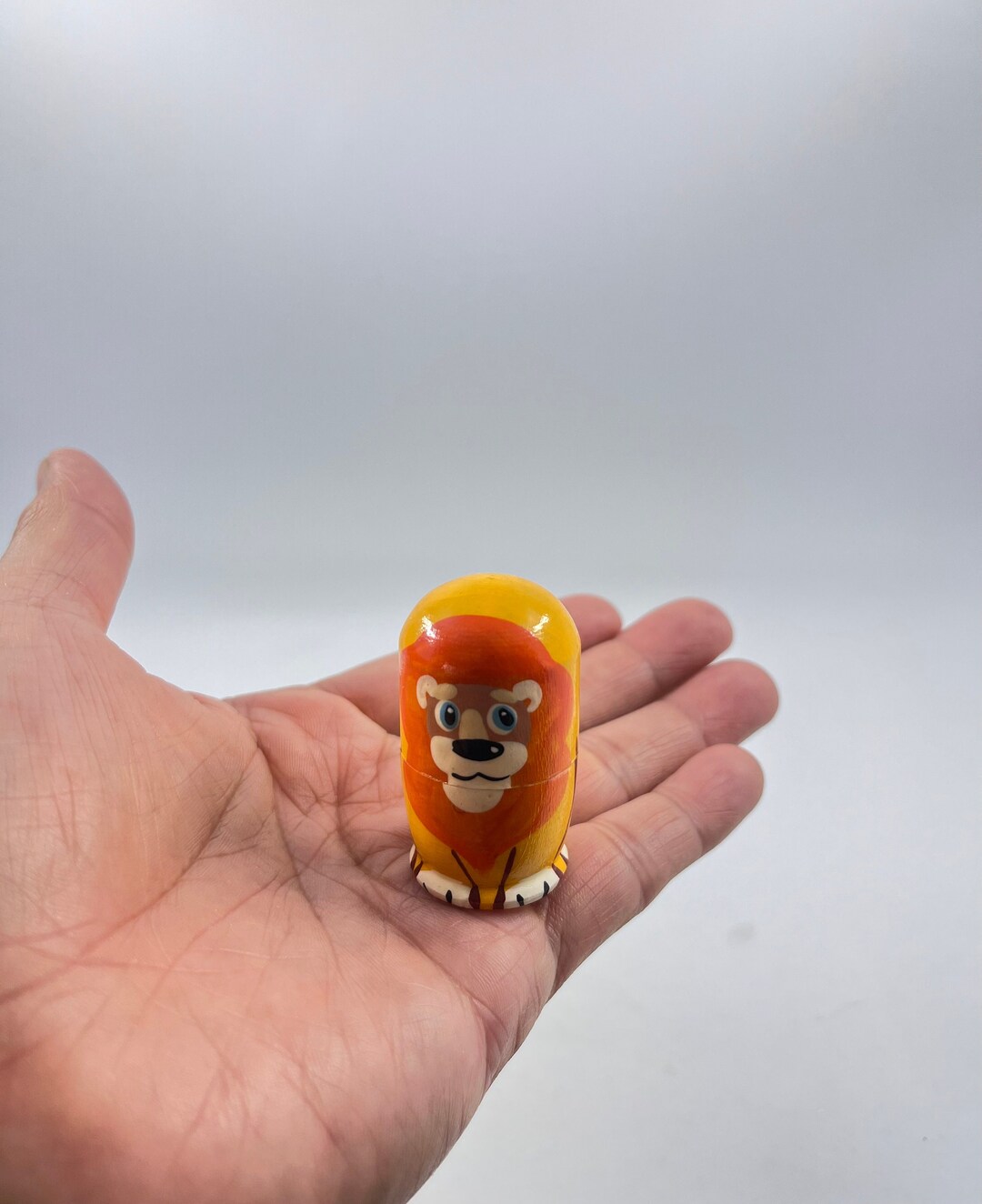 Tiny Nesting Doll, Lion Nesting Doll, Hand Painted, Stacking Nesting ...