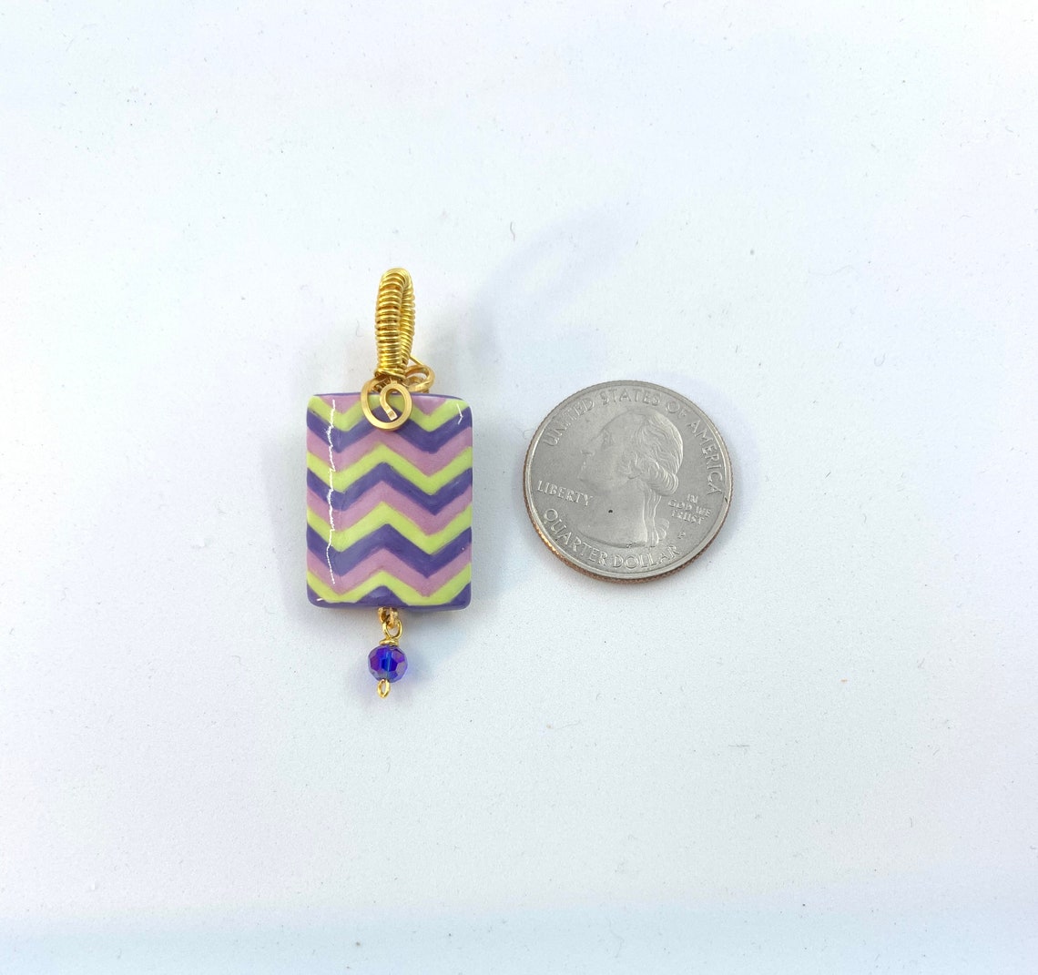 Hand Painted Porcelain Chevron Pendant: Geometric Ceramic Jewelry - Etsy