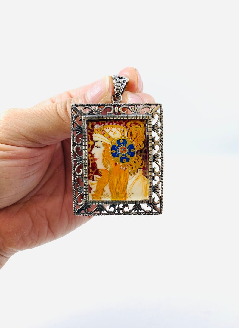 Mucha Jewelry Blonde Hand Painted 925 Sterling Silver - Etsy