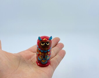 Tiny Nesting Doll, Owl Nesting Doll, Hand Painted, Russian Nesting Doll ...