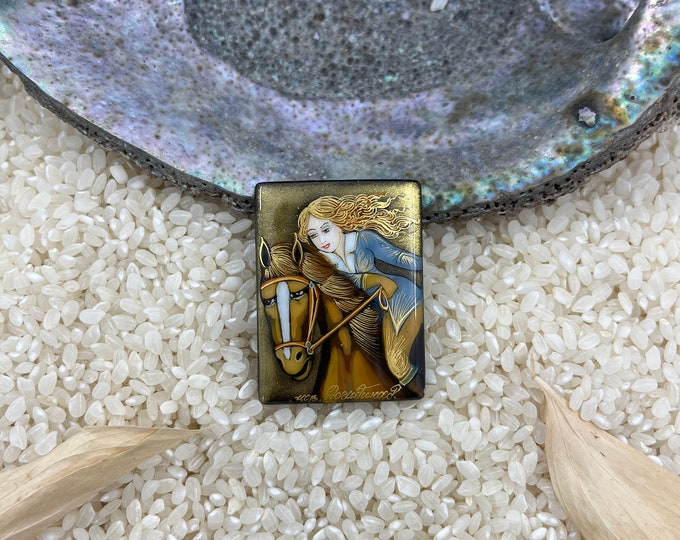 Louis Mayer Bead, Lady With Hat, Hand Painted, Russian Lacquer ...
